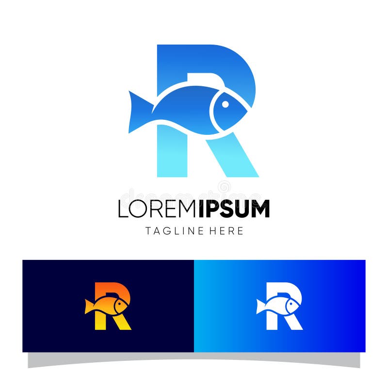 Letter R Initial Fish Logo Design Vector Icon Graphic Emblem ...