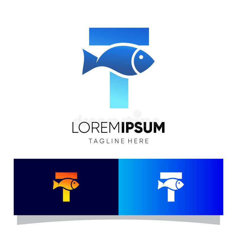 Letter T Initial Fish Logo Design Vector Icon Graphic Emblem ...