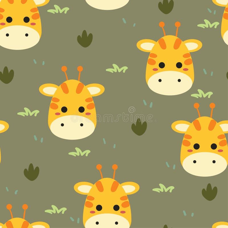 Seamless Pattern with Cute Cartoon Giraffe for Fabric Print, Textile ...