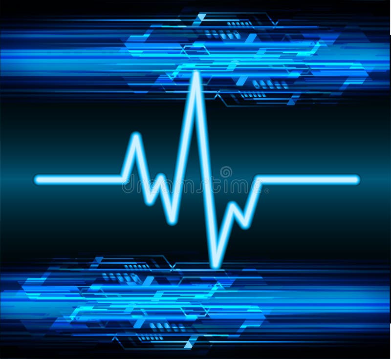 Blue Heart Pulse Monitor with Signal. Heart Beat Stock Vector ...