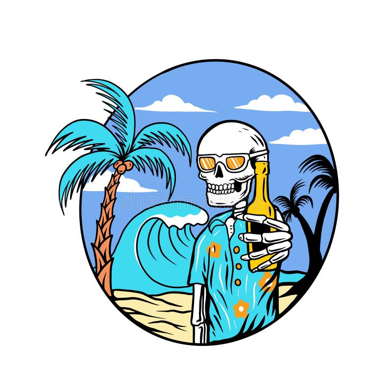 Skull Summer Beach Vector Illustration Stock Vector - Illustration of ...