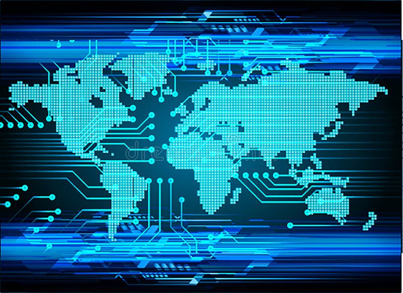World Binary Circuit Board Future Technology, Blue Hud Cyber Security ...