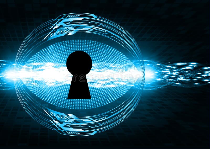 Closed Padlock on Digital Background, Cyber Security Stock Illustration ...