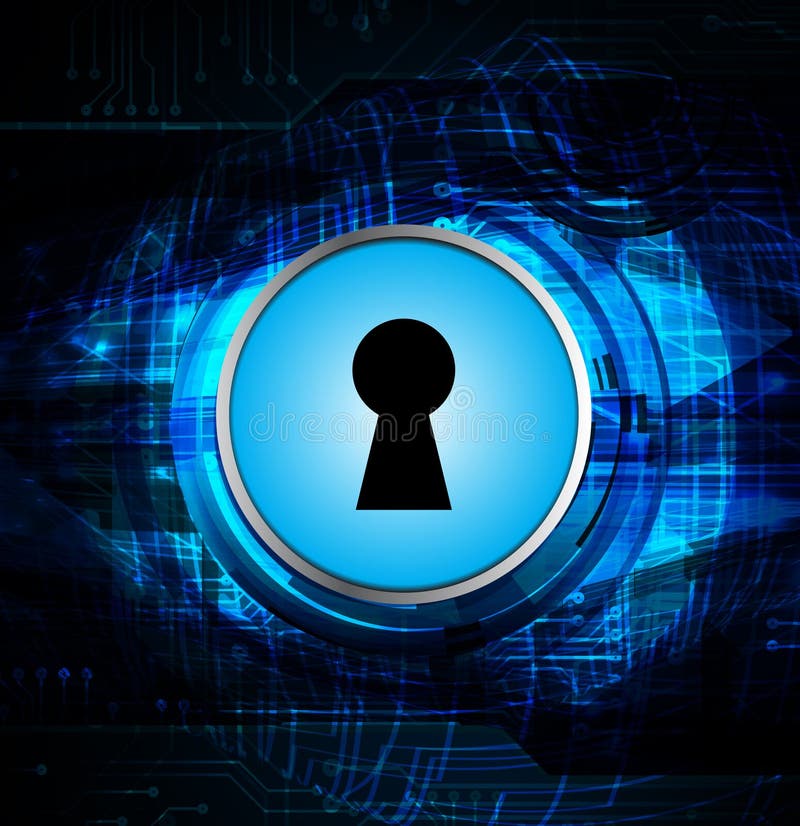 Closed Padlock on Digital Background, Cyber Security Stock Illustration ...