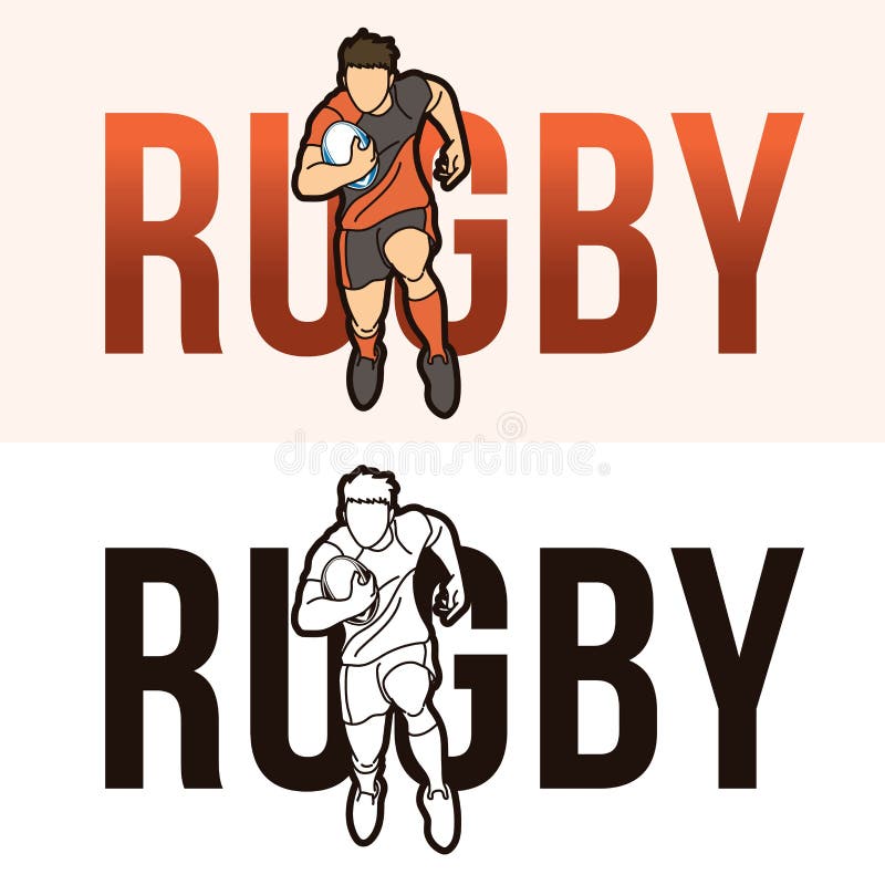 Rugby Text with Sport Player Graphic Vector Stock Vector - Illustration ...