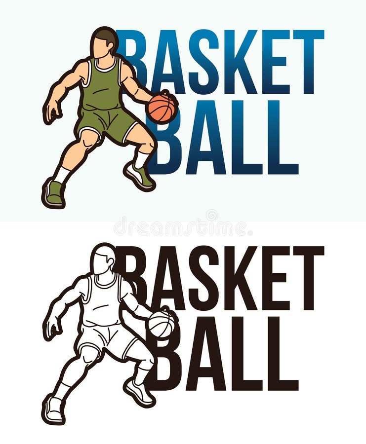 Basketball Text with Sport Player Graphic Vector Stock Vector ...