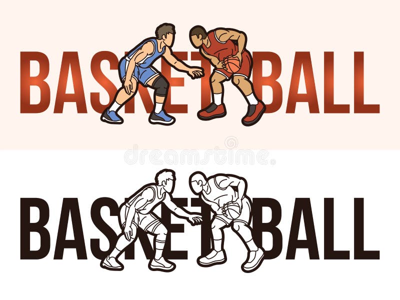 Basketball Text with Sport Player Graphic Vector Stock Vector ...