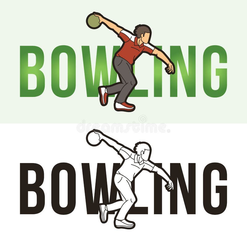 Bowling Text with Sport Players Graphic Vector Stock Vector ...