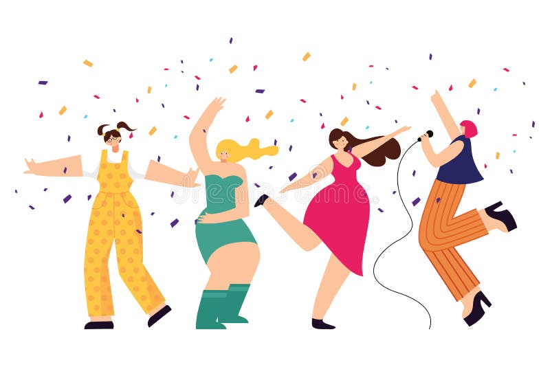 Illustration of Birthday Character with Friends Celebrate Stock Vector ...