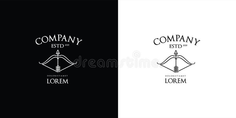 Creative Bow Arrow Logo Design Template Silhouette Black. Archery ...