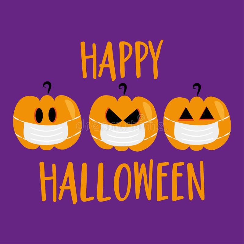 Happy Halloween - Pumpkin in Face Mask. Stock Vector - Illustration of ...