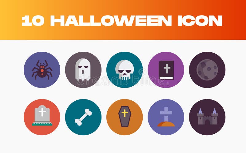 Circle Halloween Icon Set 2 Stock Vector - Illustration of candy ...