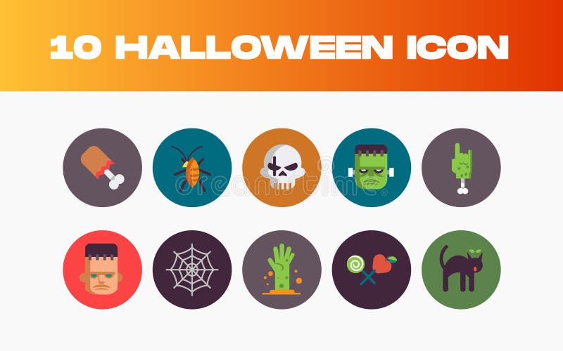 Circle Halloween Icon Set stock vector. Illustration of icons - 230541897
