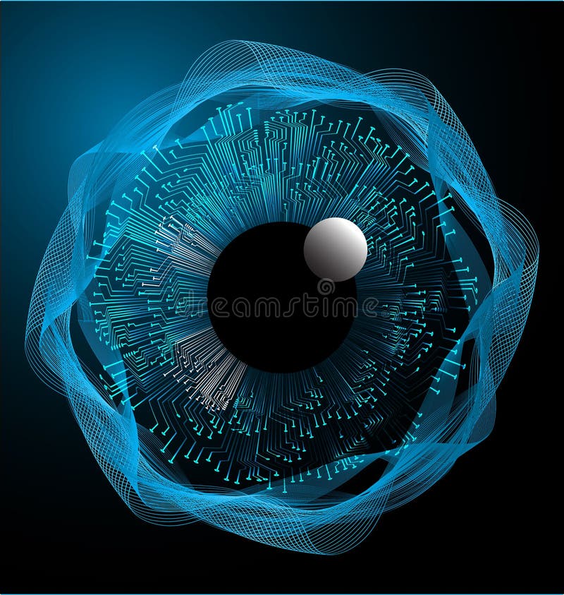 Eye Blue Cyber Circuit Future Technology Concept Background Stock ...