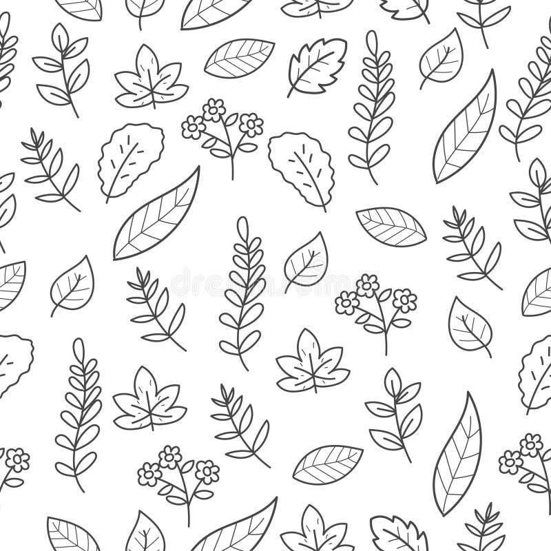 Set Of Leaves In The Doodle Style Stock Vector Illustration Of
