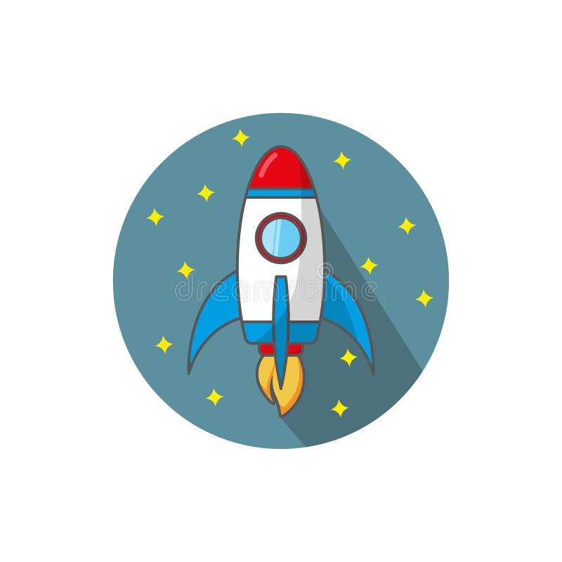 Rocket in Space, Simple Flat Design of Astronaut Spaceship Stock Vector ...