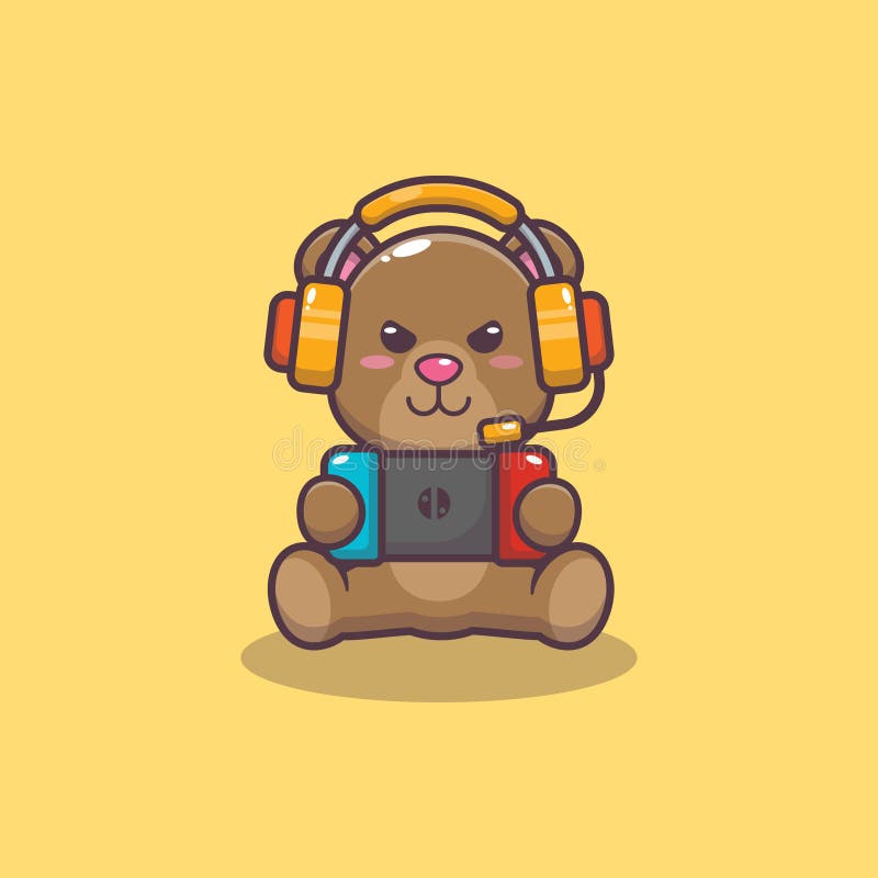 Cute Gaming Bunny. Cute Cartoon Animal Illustration Stock Vector ...