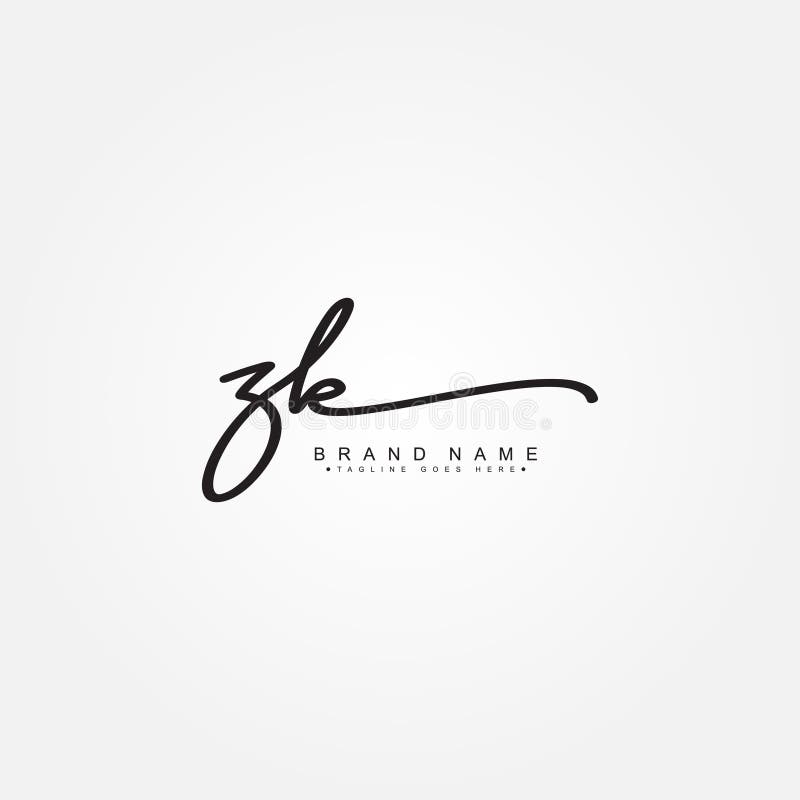 Initial Letter ZK Logo - Handwritten Signature Logo for Alphabet Z and ...