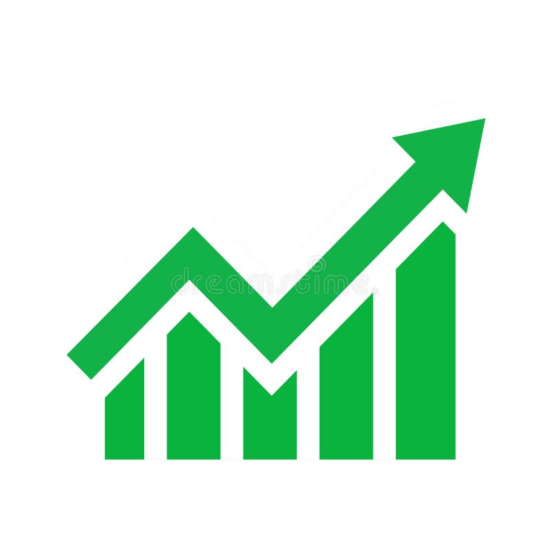 Growing Business Green Arrow with Bar Chart, Profit Arow Vector ...
