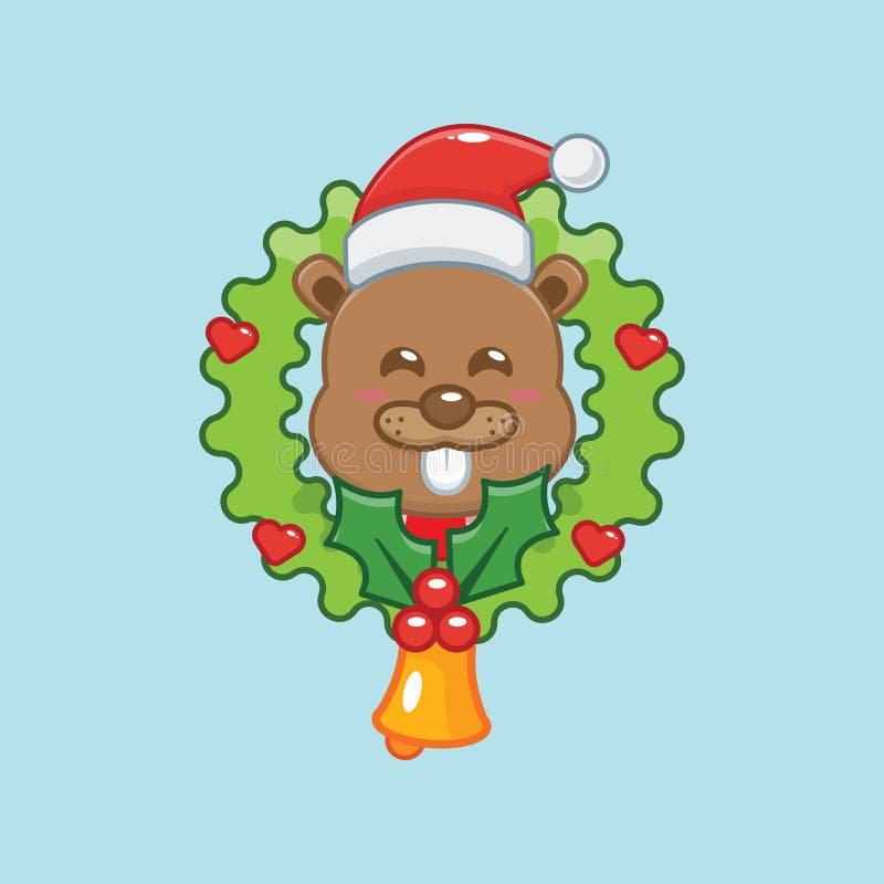 Beaver Christmas stock vector. Illustration of river, snow - 3594015