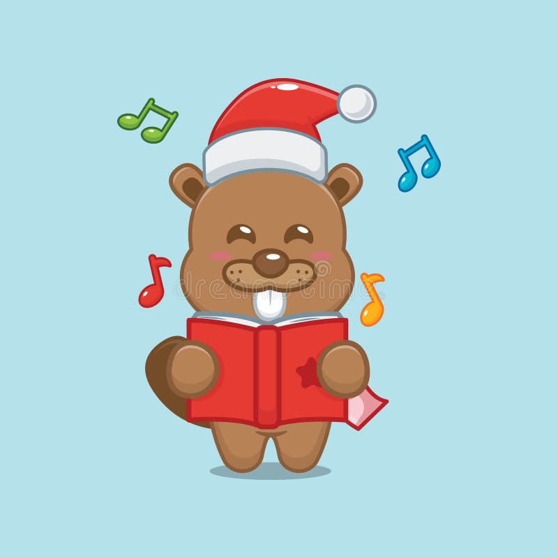 Christmas beaver stock vector. Illustration of card, happy - 82100639