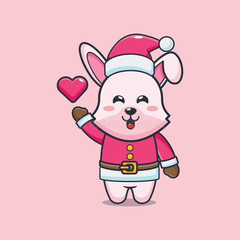 Cute Christmas Bunny Rabbit with Santa Costume Cartoon Vector ...
