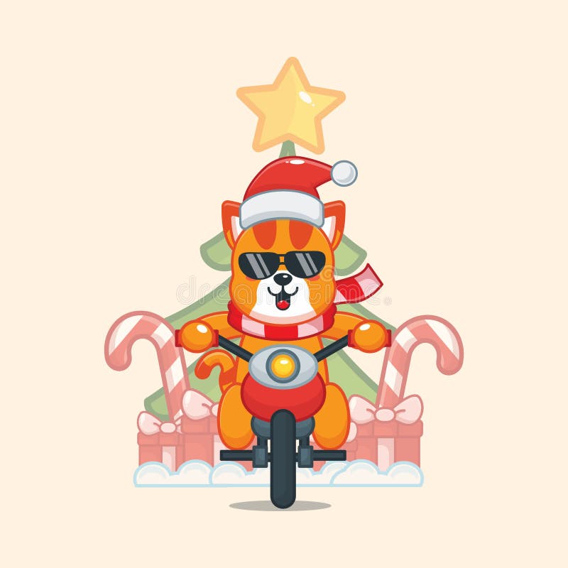 Cute Christmas Cat Cartoon Vector Illustration. Stock Vector ...