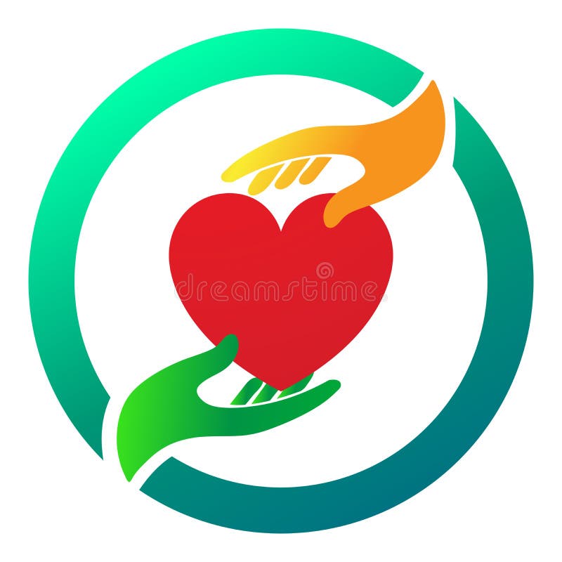 Helping Hands and Heart Icons Logo Vector Design. Stock Vector ...