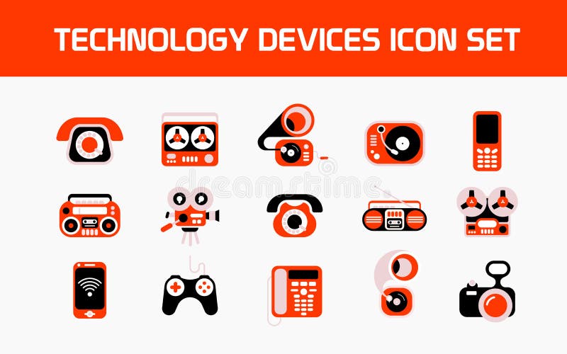 Technology Devices Icon Set 2 Stock Vector - Illustration of notebook ...