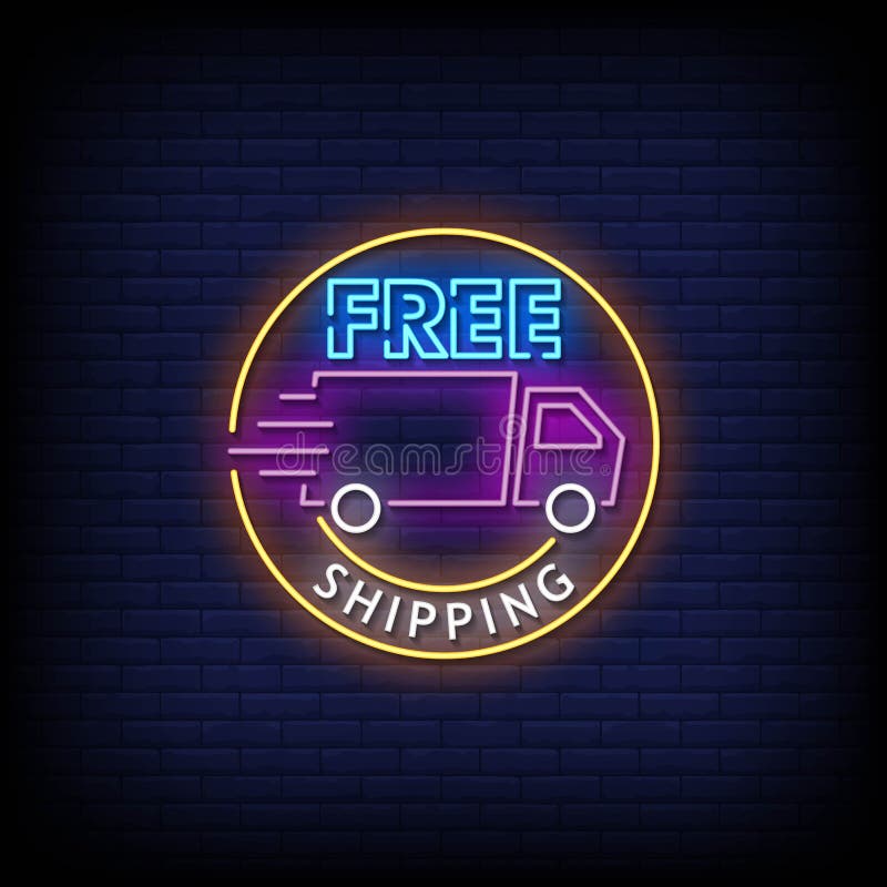 Free Shipping Neon Signs Style Text Vector Stock Vector - Illustration ...
