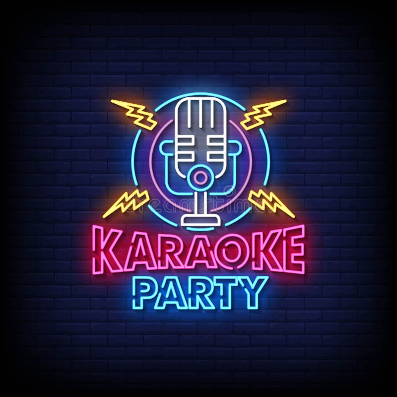 Karaoke Party Neon Signs Style Text Vector Stock Vector - Illustration ...