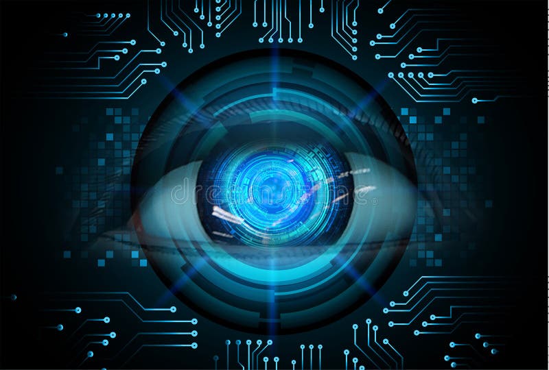 Eye Blue Cyber Circuit Future Technology Concept Background Stock ...