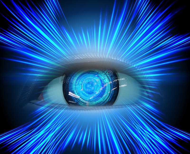 Eye Blue Cyber Circuit Future Technology Concept Background Stock ...