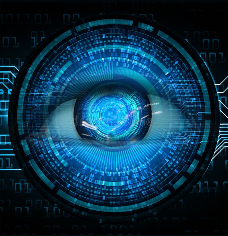 Eye Blue Cyber Circuit Future Technology Concept Background Stock ...