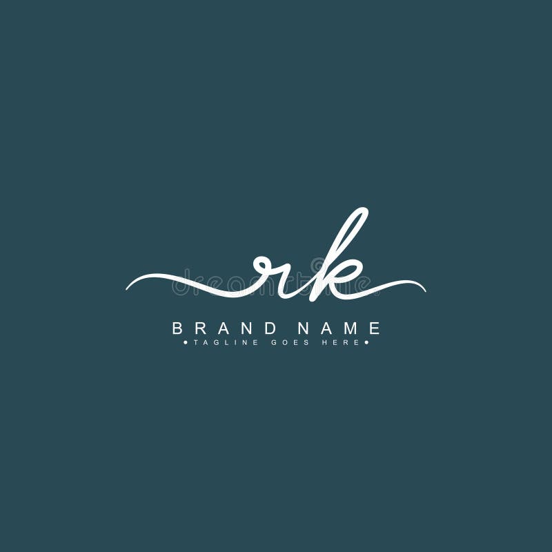 Initial Letter RK Logo - Handwritten Signature Style Logo Stock Vector ...