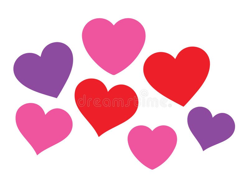 Vector Illustration a Collection of Many Hearts, Icons, Symbols, Multi ...