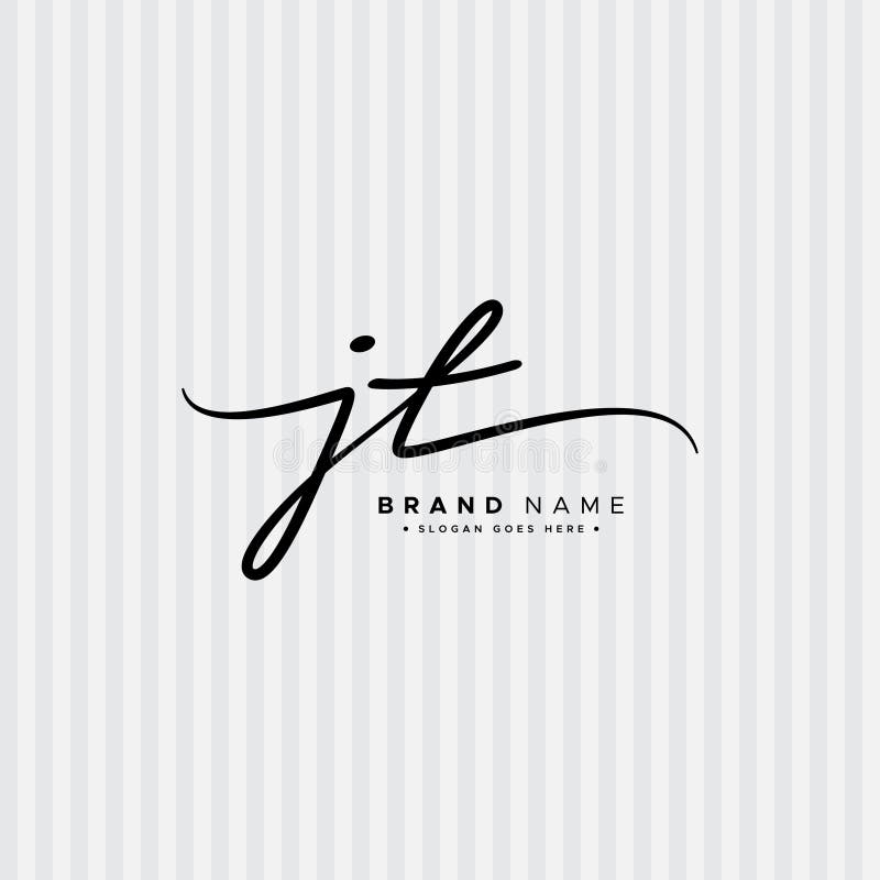 Initial Letter JT Logo - Handwritten Signature Logo Stock Vector ...