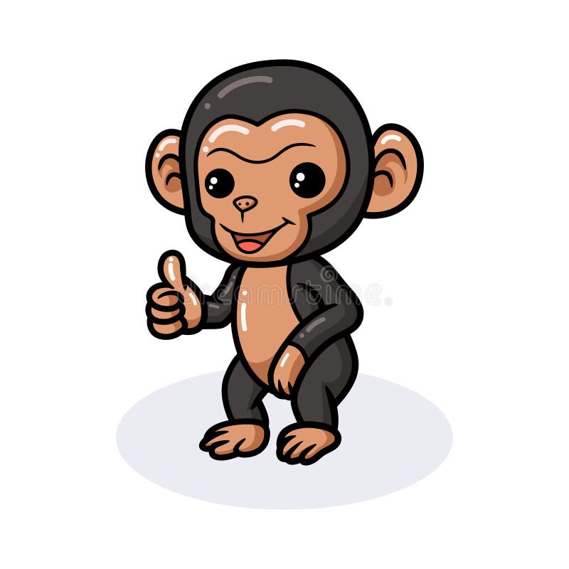 Cute Baby Chimpanzee Cartoon Giving Thumb Up Stock Vector ...