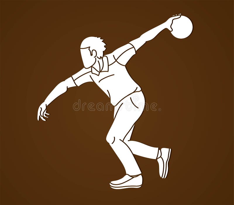 Male Player Bowling Sport Bowler Action Cartoon Graphic Vector Stock ...