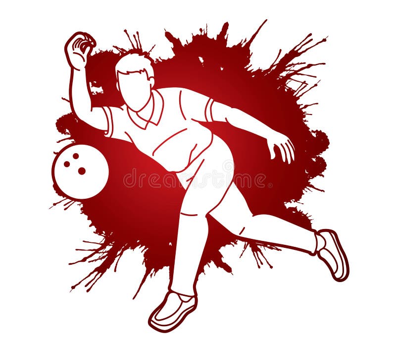 Male Player Bowling Sport Bowler Action Cartoon Graphic Vector Stock ...