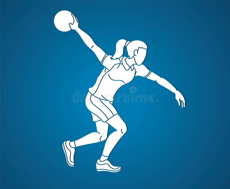 Female Player Bowling Sport Bowler Action Cartoon Graphic Vector Stock ...