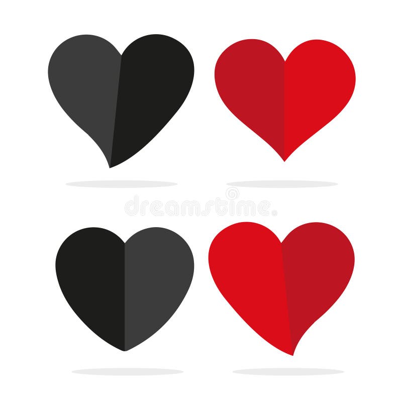 Collection Two Color Heart Vector Illustration, with Red, Black, Two ...