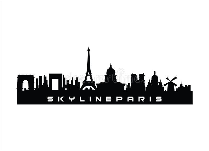 Paris Skyline Horizontal Banner Black Silhouette of Paris Vector ...