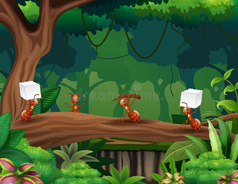 Cartoon Ants Colony with Anthill Stock Vector - Illustration of hole ...