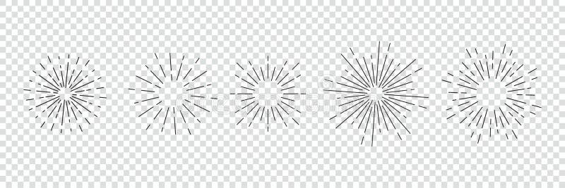 Set of Simple Sunbursts in Different Shapes Hand Drawn Minimal Bursting ...