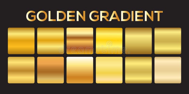 Set of Colours Golden Gradients Vector Design Illustration Isolated on ...
