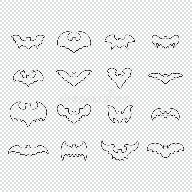 Set of Icons Bat Outline Vector Stock Vector - Illustration of ...