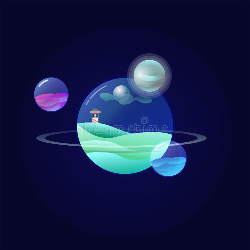 Illustration Vector Graphic of Planet Glass Floating in Empty Space ...