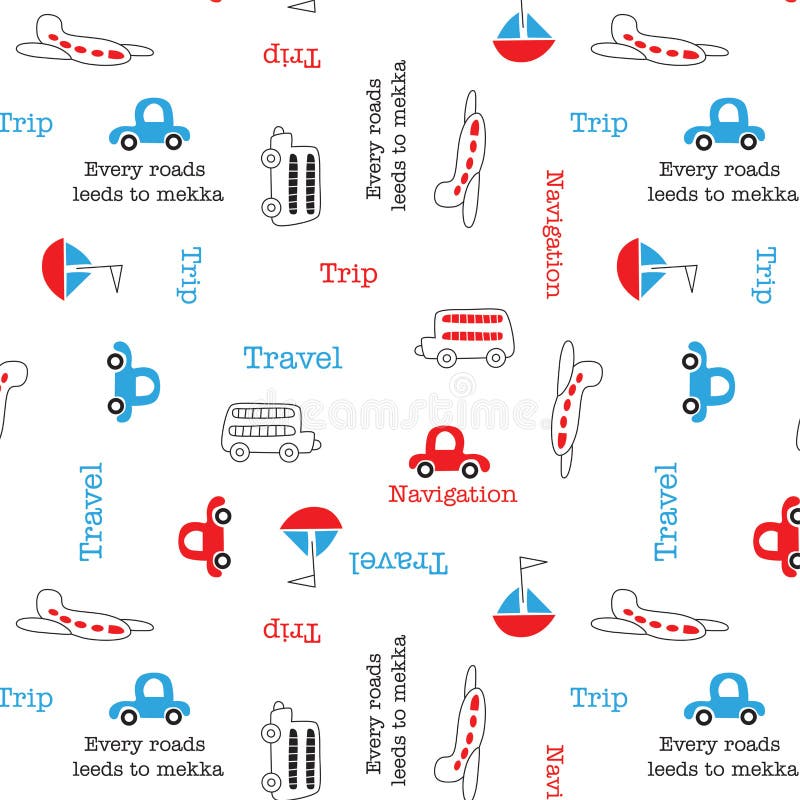 Travel Vehicles Pattern for Textile Print Kids Wear Design Stock Vector ...