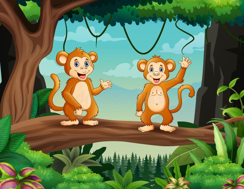Two Monkeys Tree Stock Illustrations – 88 Two Monkeys Tree Stock Illustrations, Vectors ...